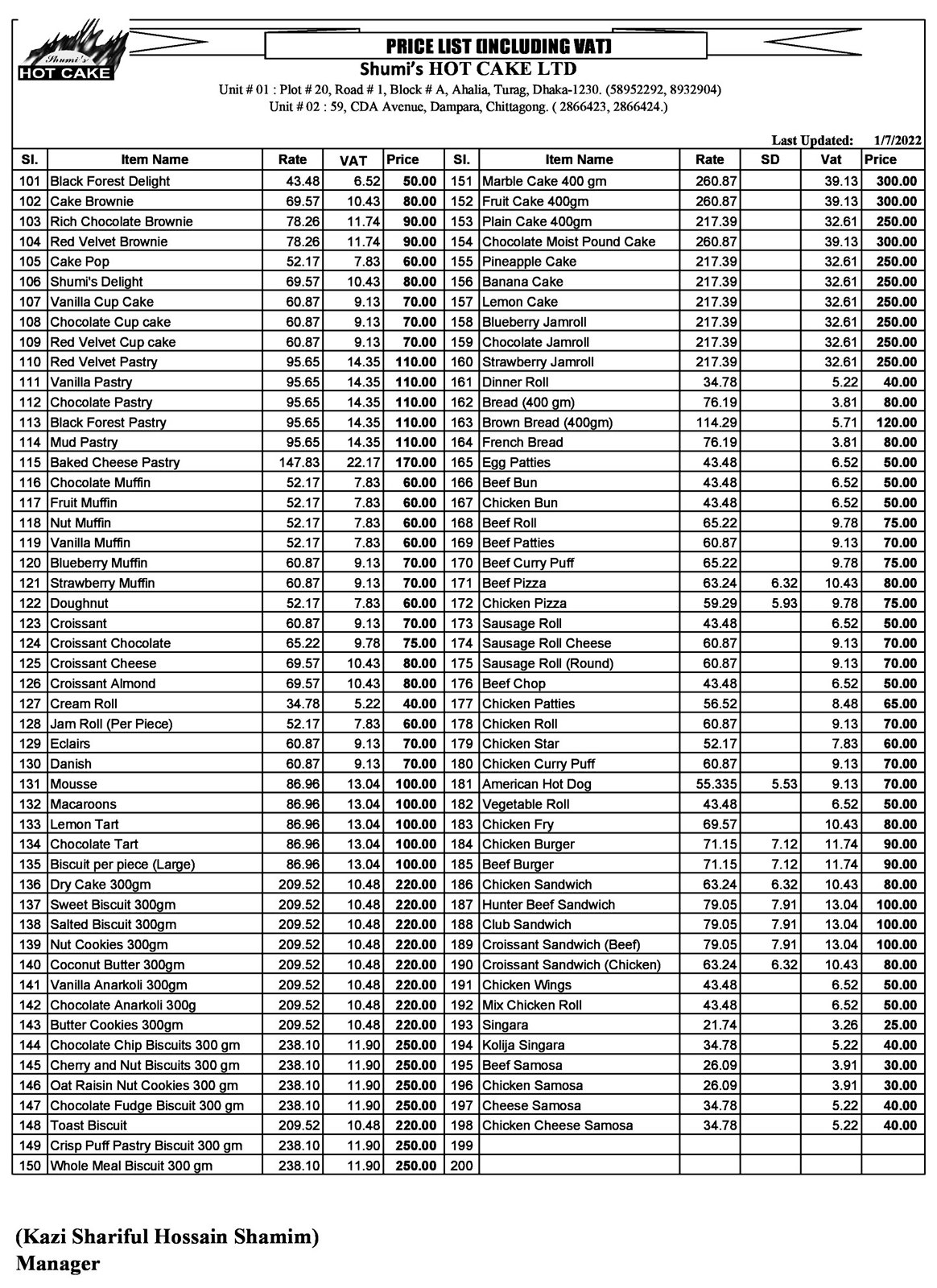 Shumi’s Hot Cake Menu, Price and Stores - BD Food Blog